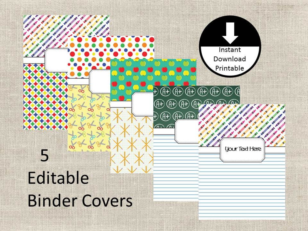 Binder Covers Alphabets Set of 5 School Student Teacher Editable ...