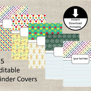 Binder Covers Alphabets Set of 5 School Student Teacher Editable ...