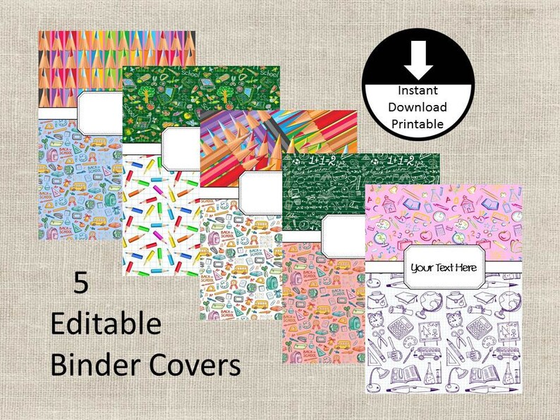 Binder Covers Doodles Art Creative Set of 5 School Student - Etsy