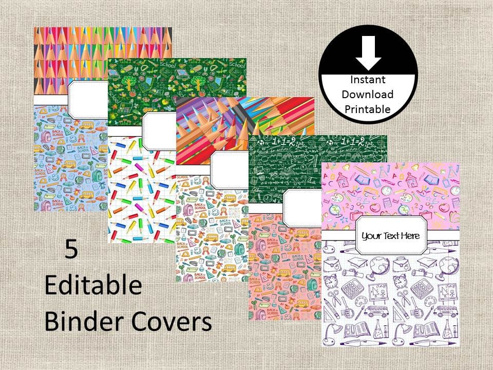 Binder Covers Doodles Art Creative Set of 5 School Student - Etsy