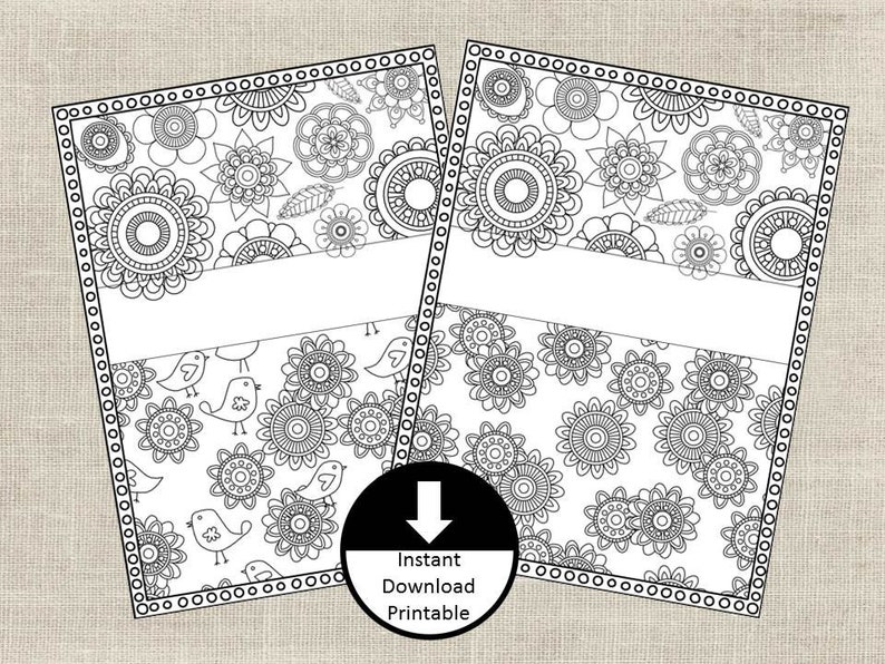 Instant Download Doodle Color Page Binder Cover Insert Adult | Etsy