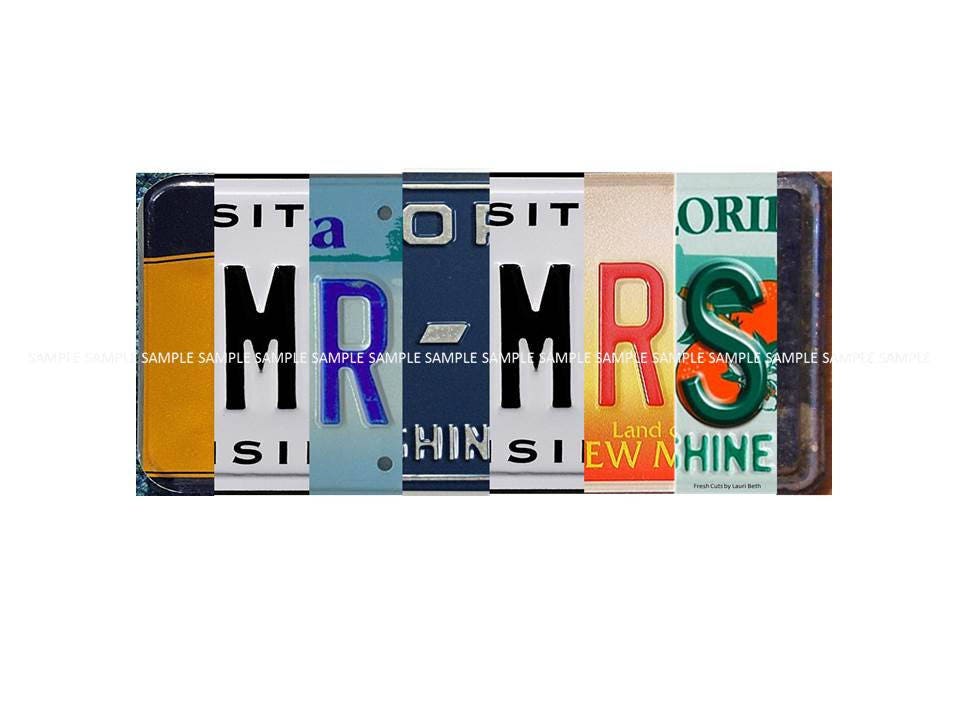 License Plate Art Sign Mr Mrs DIY Wedding Gift Full Size Wall - Etsy