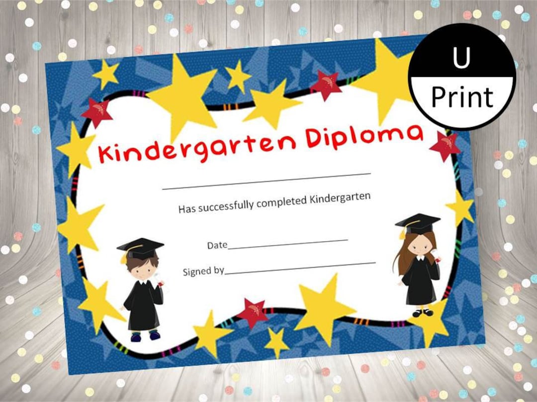 Kindergarten Graduation Child Kid Diploma Certificate Award DIY Party ...