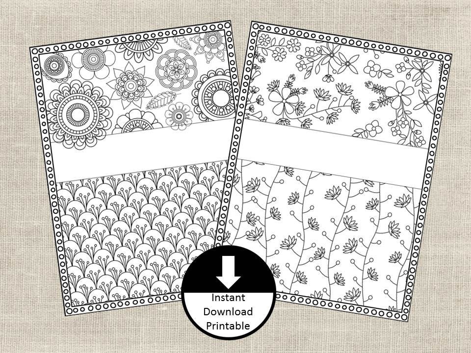 Instant Download Doodle Color Page Binder Cover Insert Adult | Etsy