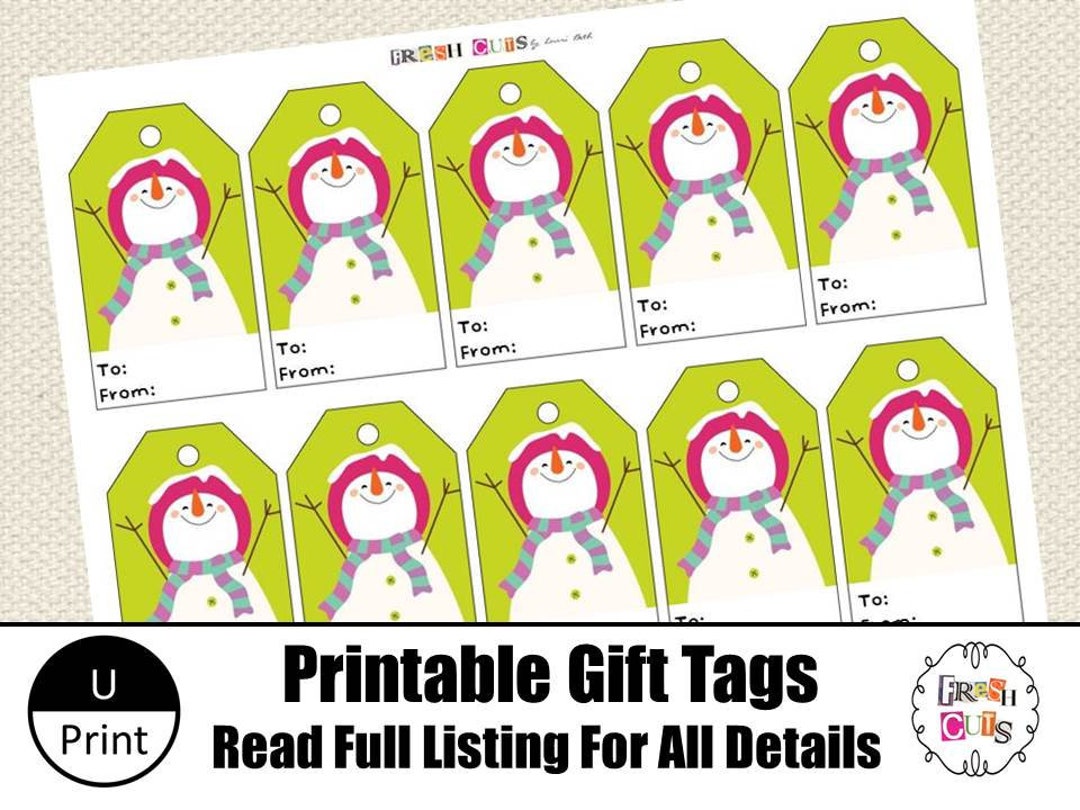 Christmas Gift Tags Cute Happy Snowman DIY Children School Daycare PDF ...