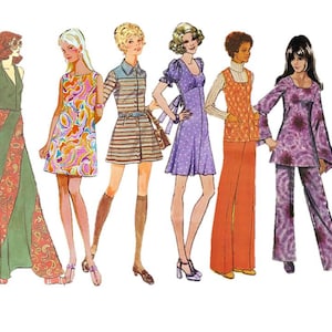 Clip Art 70's Vintage Retro Mod Fashion Ladies Set of 12 Digital Images ...