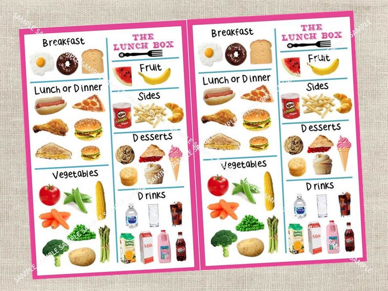 Printable Pretend Play Food Menu Pictures of Food Restaurant Menu for ...