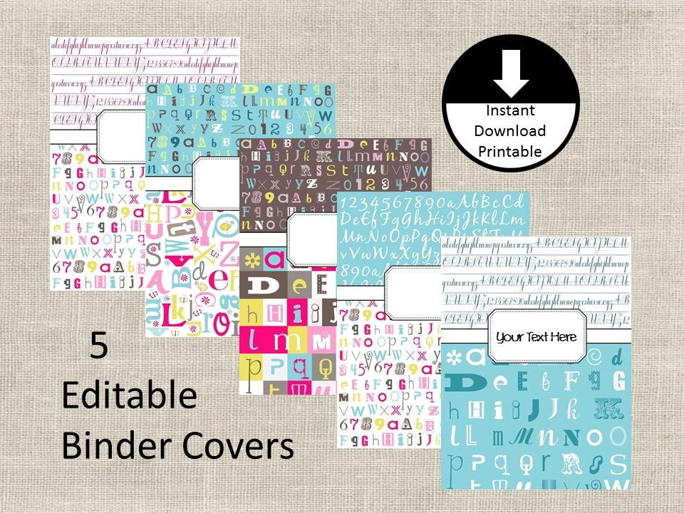 Editable Binder Covers Letters Alphabet Set of 5 School Student Teacher ...