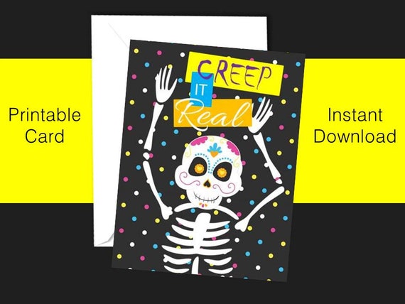 Cute Creep It Real Dancing Skeleton Boy Halloween Card Kids | Etsy