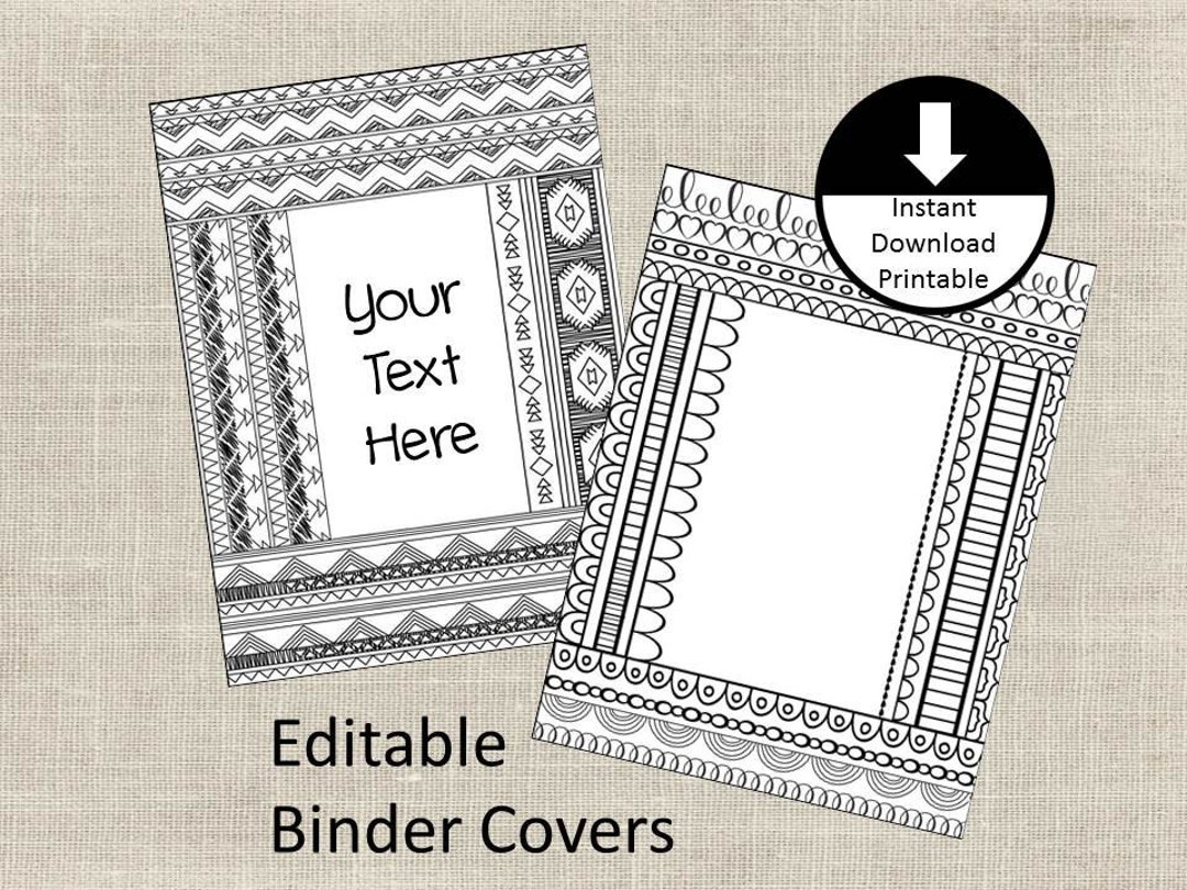 Binder Covers Insert Doodle Color Page Adult Color Page School Student ...