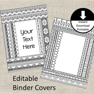 Binder Covers Insert Doodle Color Page Adult Color Page School Student ...