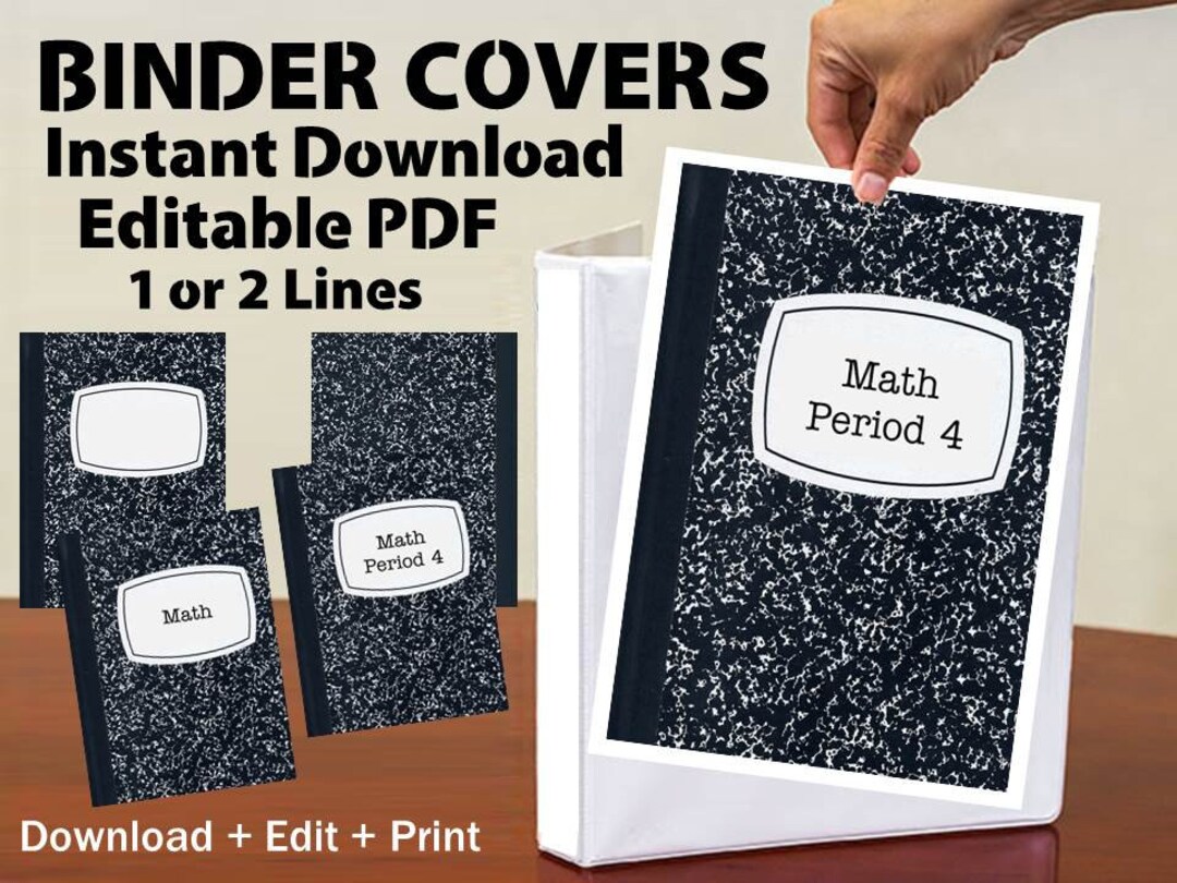 Editable Instant Download Ring Binder Covers Insert Composition ...