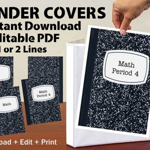 Editable Instant Download Ring Binder Covers Insert Composition ...