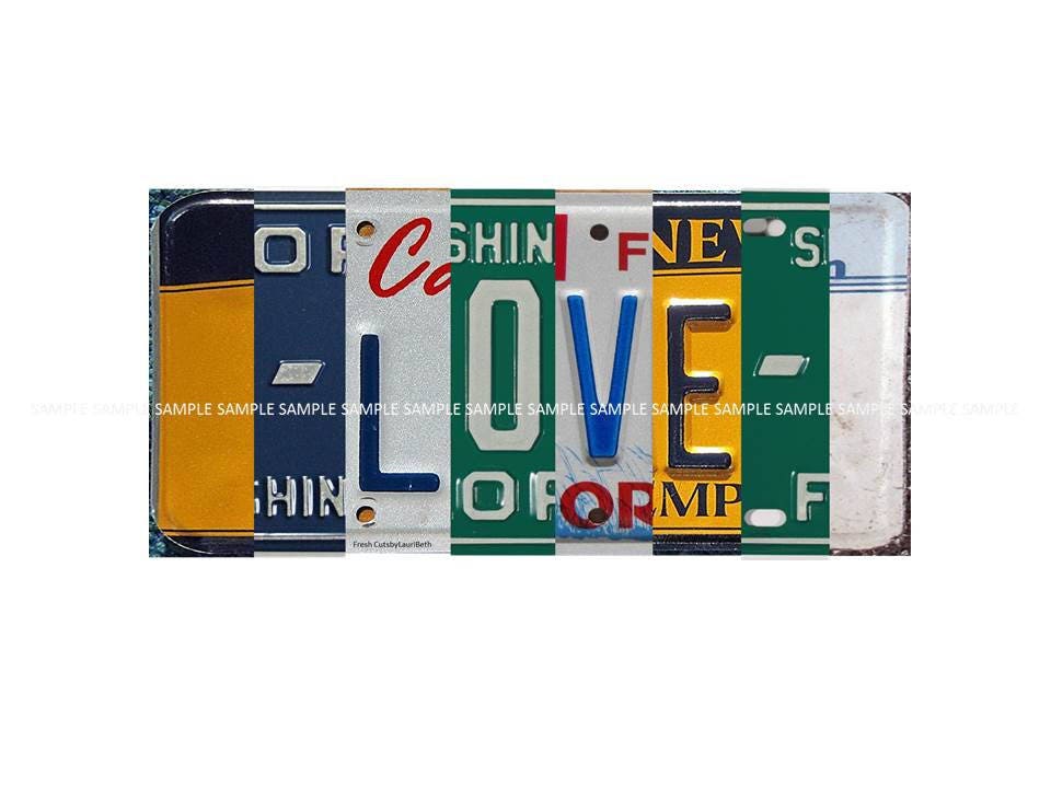 License Plate Art Sign Love DIY Wedding Gift Full Size Wall | Etsy