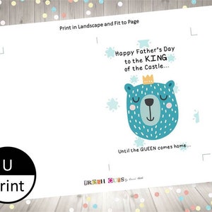 Printable Card Funny Fathers Day King of the Castle From Daughter From ...