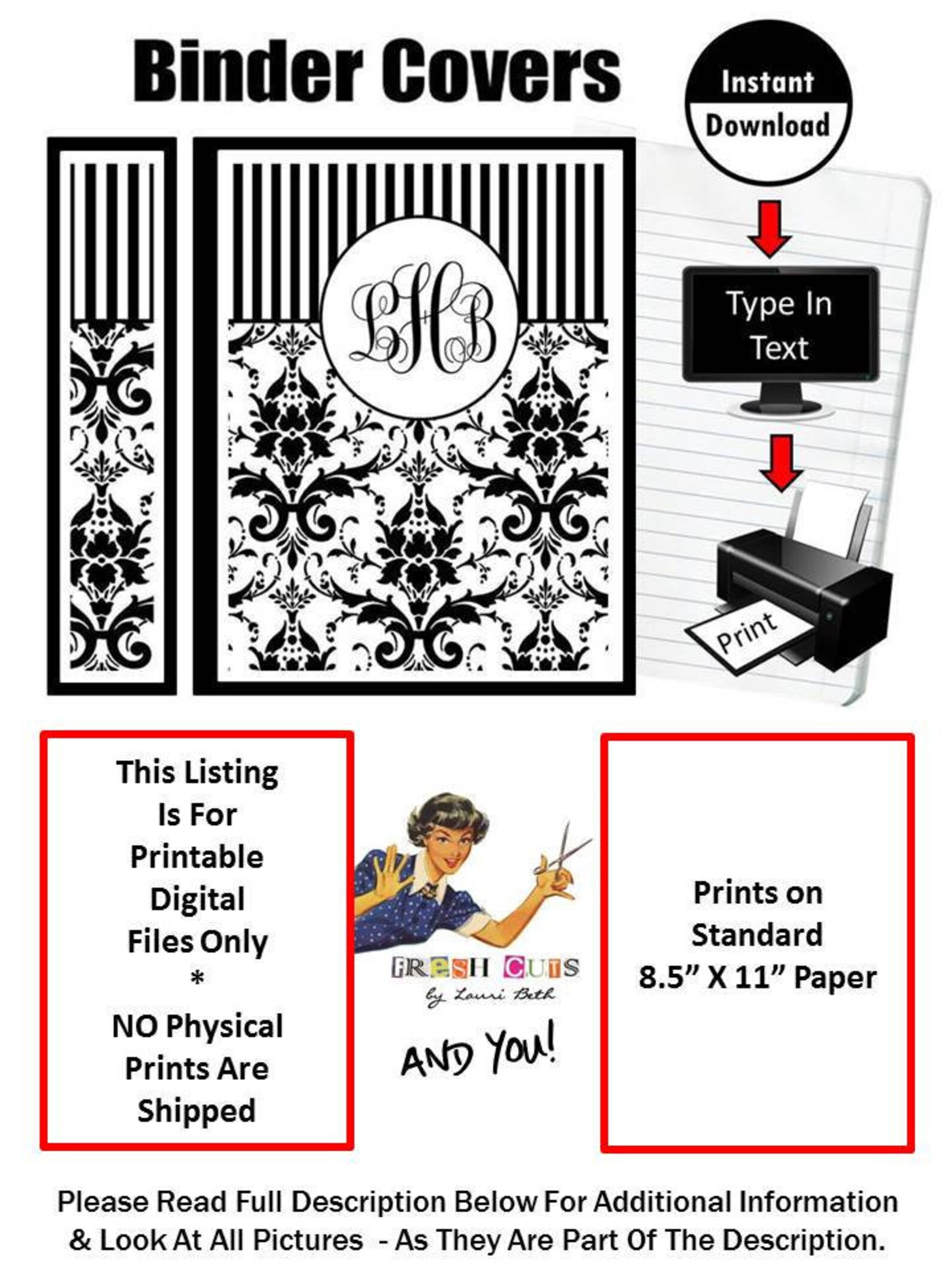 Instant Download Printable Folder Binder Covers Inserts Black - Etsy