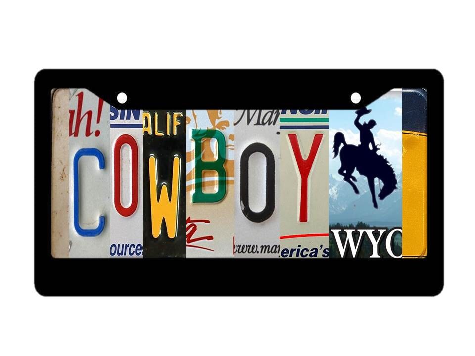 License Plate Art Sign Cowboy DIY Gift Full Size Wall Art PDF | Etsy