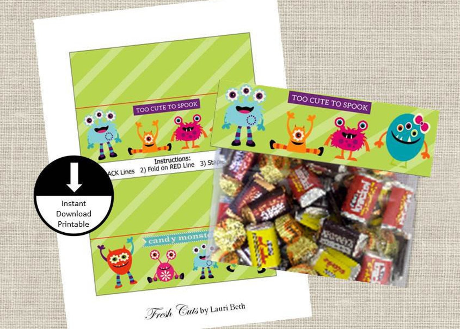 Halloween Treat Bag Toppers Candy Bag Toppers Cute Children | Etsy