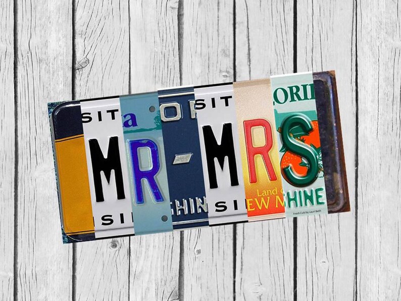 License Plate Art Sign Mr Mrs DIY Wedding Gift Full Size Wall Art PDF ...
