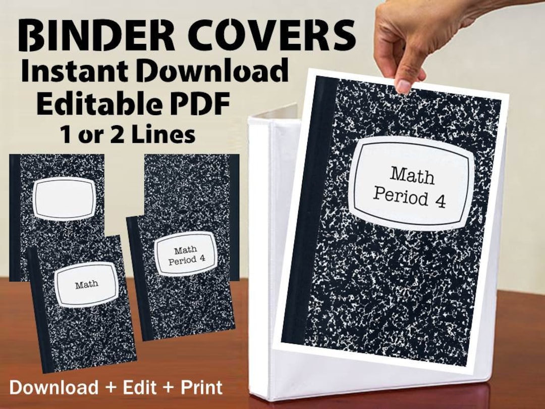 Binder Covers Insert Composition Notebook Black School Supply Student ...