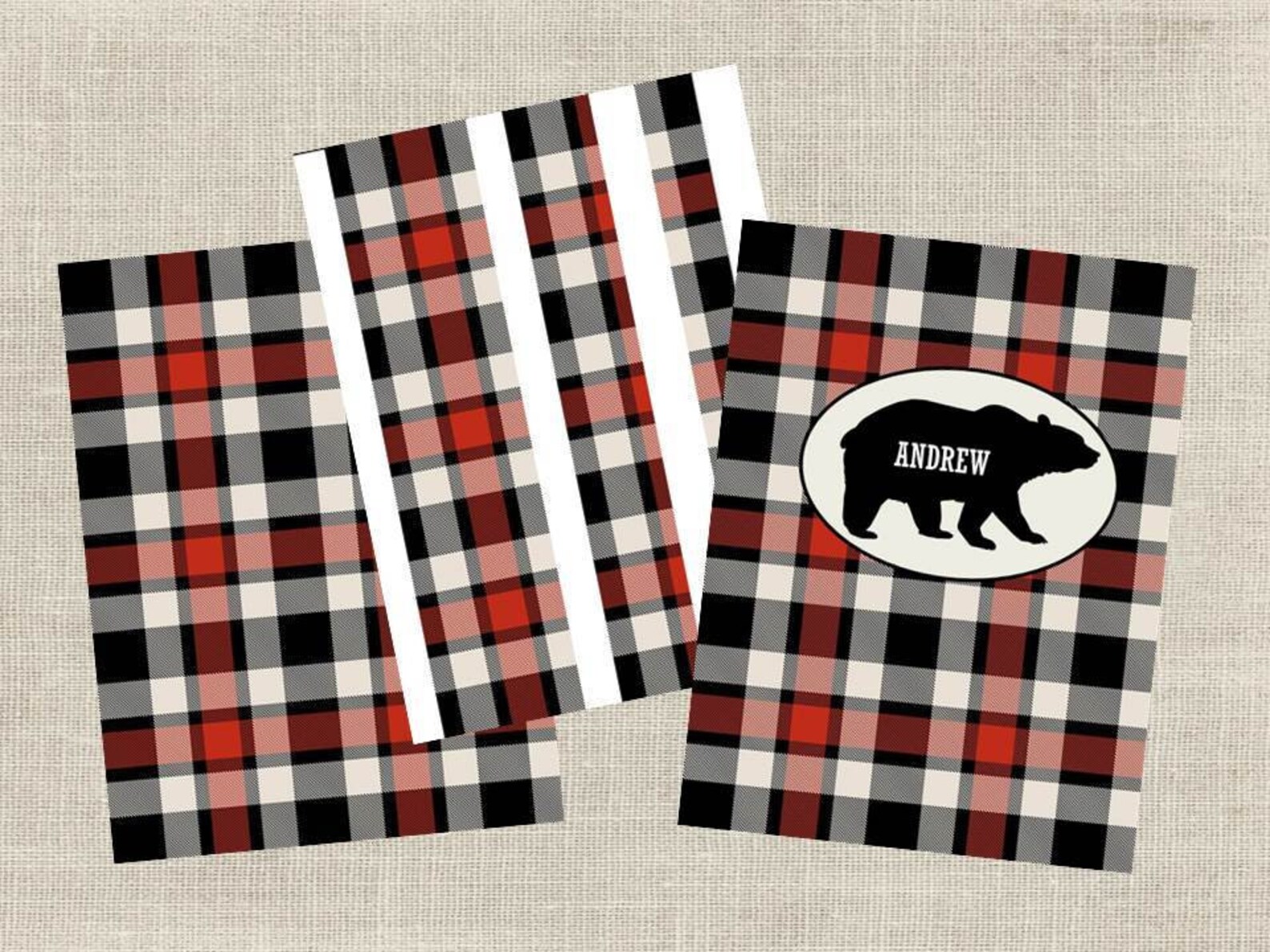Editable Binder Cover Folder Insert Bear Buffalo Plaid - Etsy