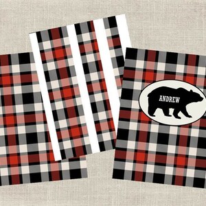 Editable Binder Cover Folder Insert Bear Buffalo Plaid Lumberjack ...