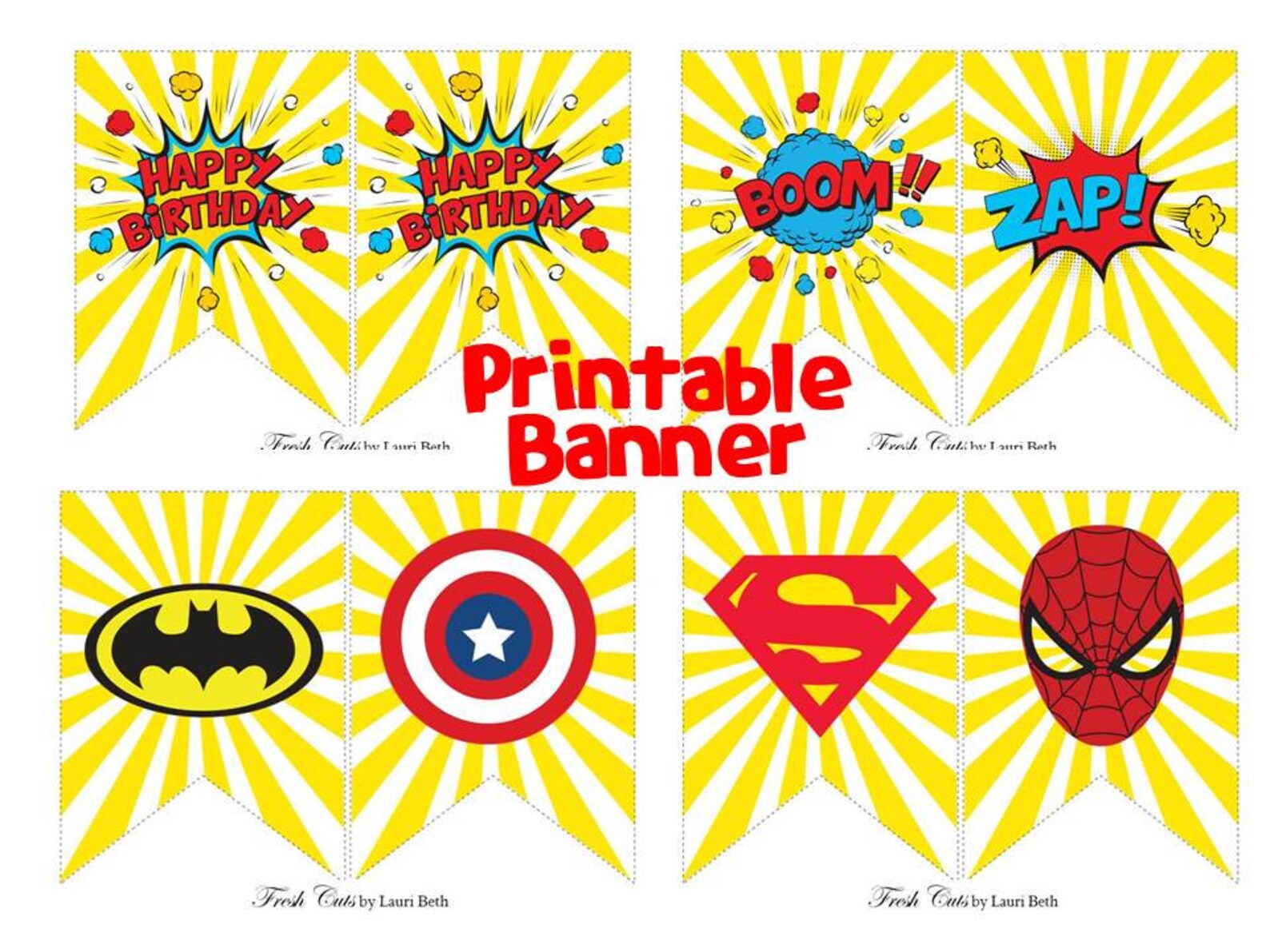 Instant Download Birthday Super Boy Hero Flag Banner DIY Party - Etsy