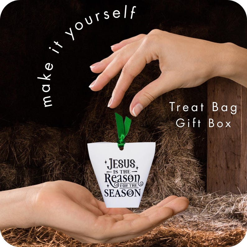 Printable Christmas Religious Gift Box Favor Bag Treat Paper Container ...