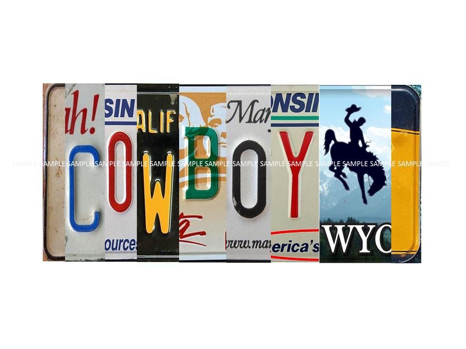 License Plate Art Sign Cowboy DIY Gift Full Size Wall Art PDF | Etsy