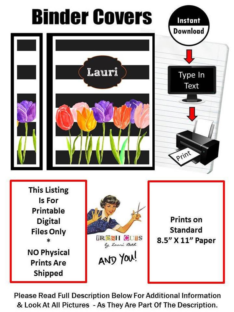 Editable Binder Folder Covers Insert Spines Name Stripe - Etsy