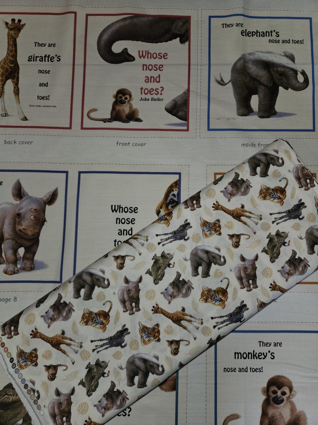 Zoo Animals Cloth Book Panel and Coordinating Fabric Elizabeth's Studio ...