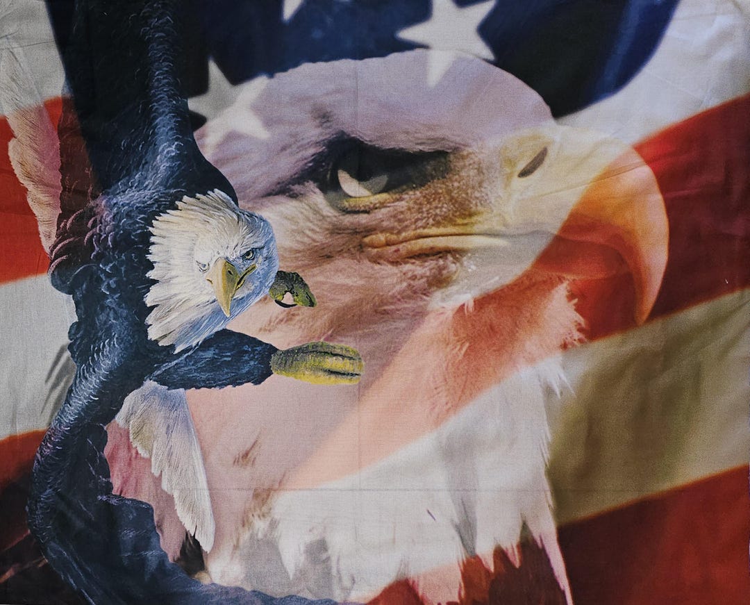 Patriotic Eagle Fabric Panel DAVID TEXTILES Cotton 35 Inches - Etsy