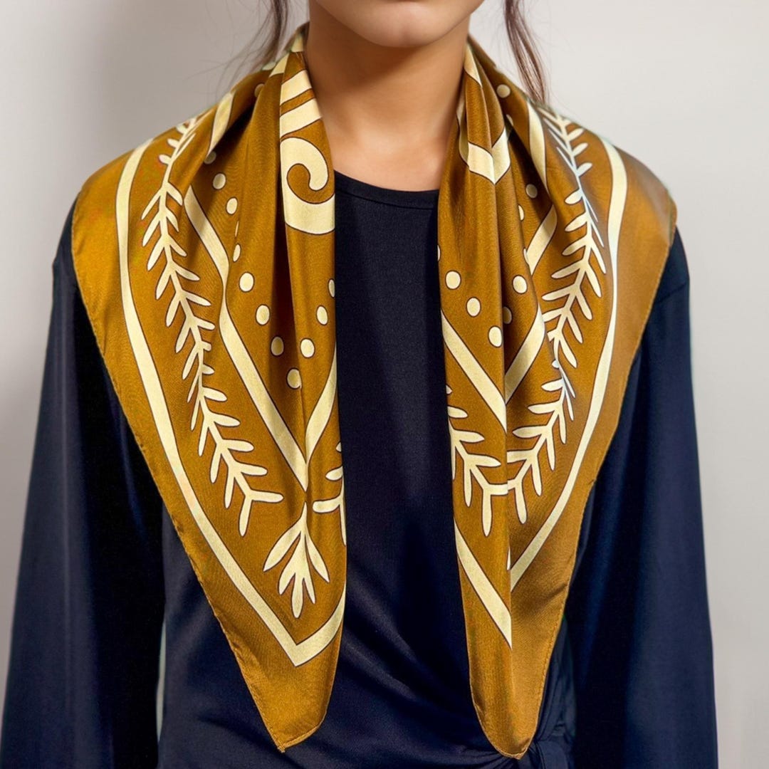 Silk Square 66 Cm Cimi - the Skull - AKÅSA Maya Pop • Brown Scarf - 14 ...