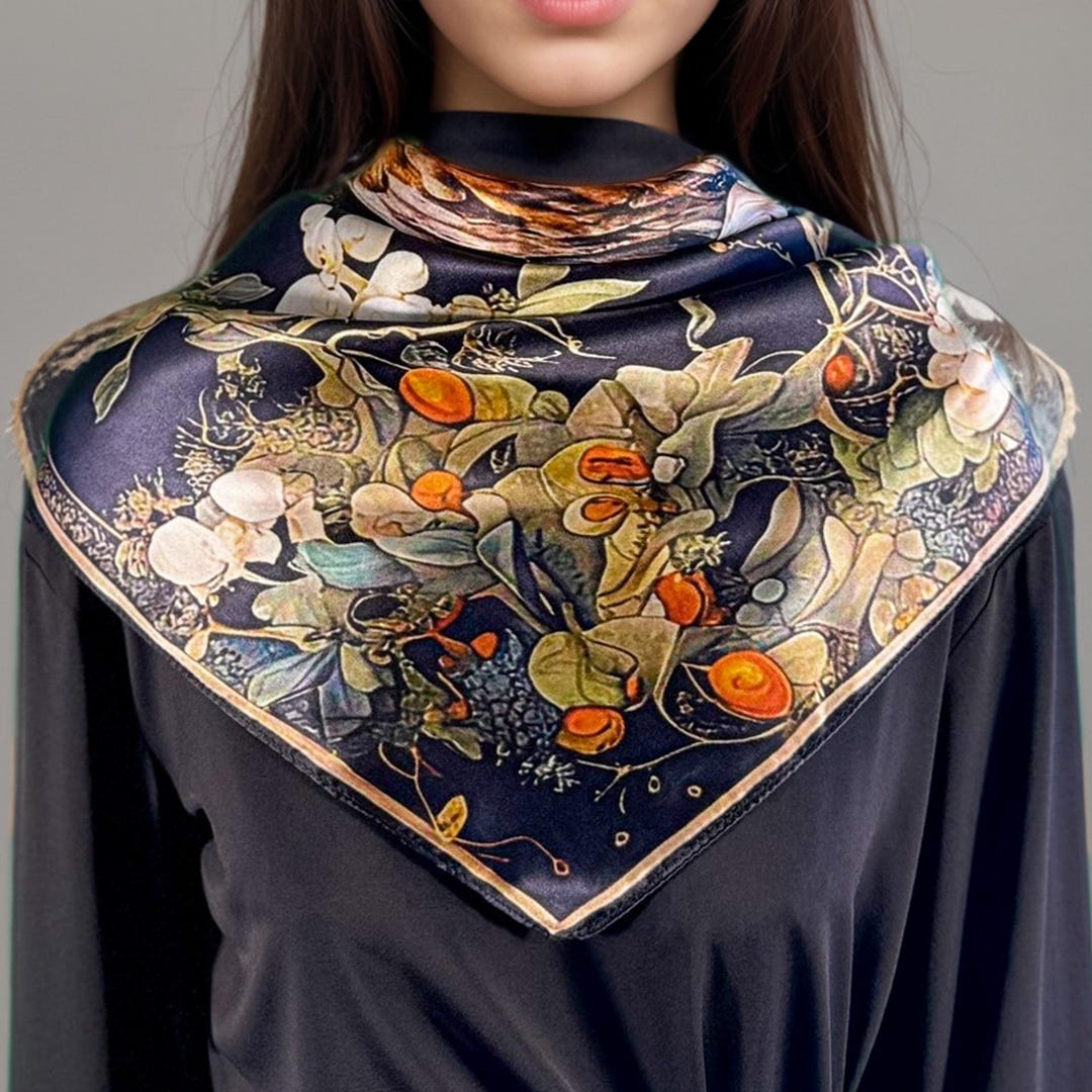 Silk Square 88cm ᎤᎫᎫ (ugugu) the Owl | AKÅSA Biarritz Scarf | Native ...