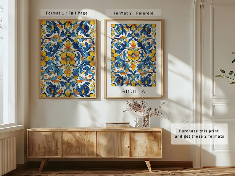 Sicilian Art Print Italian Ceramics Poster Mediterranean Tile Pattern ...