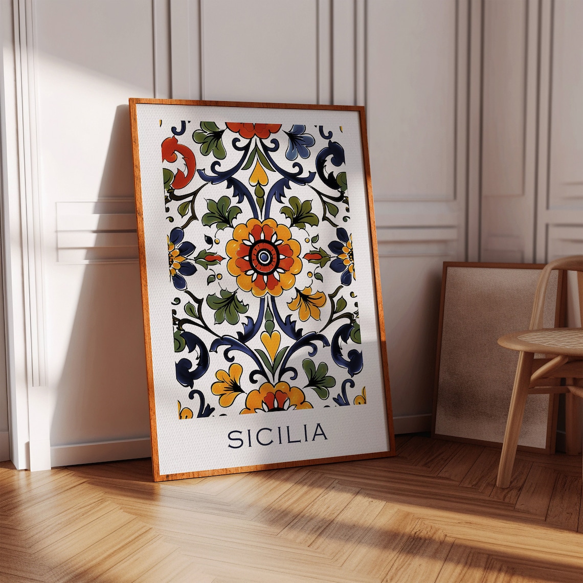 Sicilian Tile Print Mediterranean Majolica Pattern Poster Sicilia ...