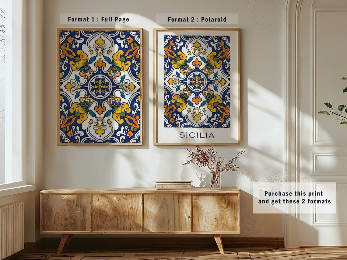 Sicilian Tile Print Sicily Wall Art Italian Ceramic Tiles Poster ...