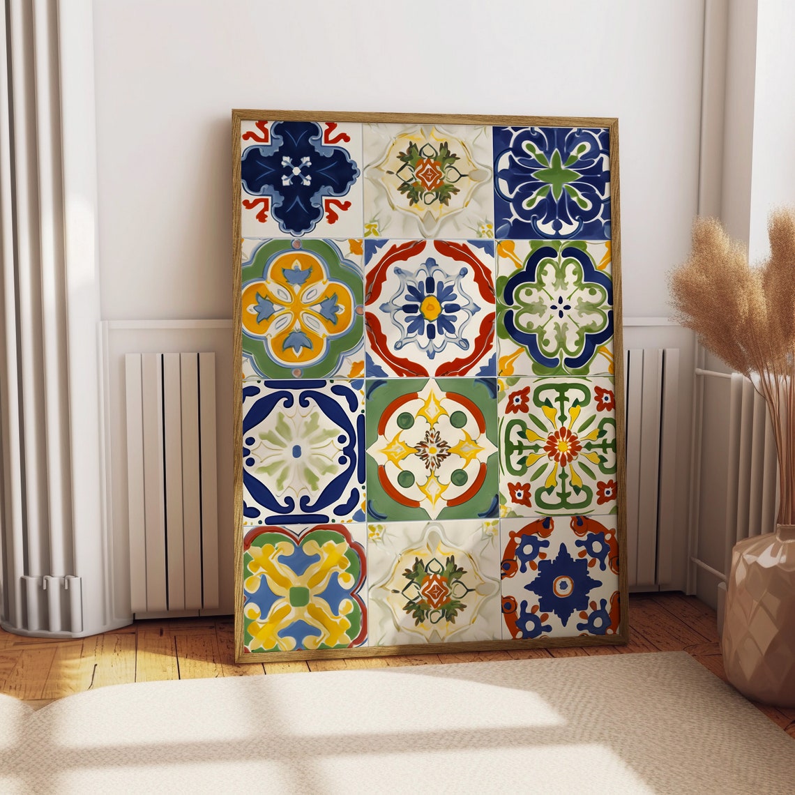Sicilian Tile Print Vintage Majolica Pattern Poster Mediterranean ...