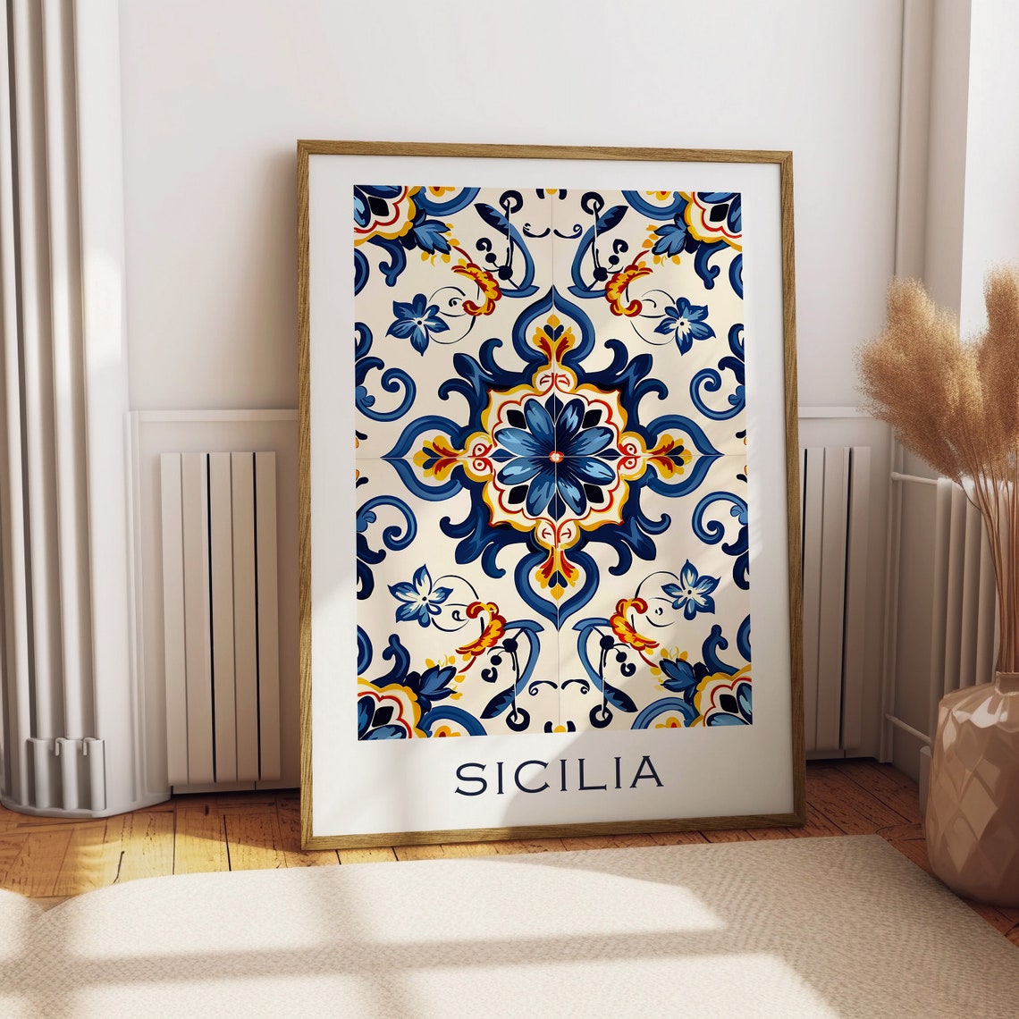 Sicilian Tile Pattern Print Mediterranean Colorful Ceramics Tiles ...
