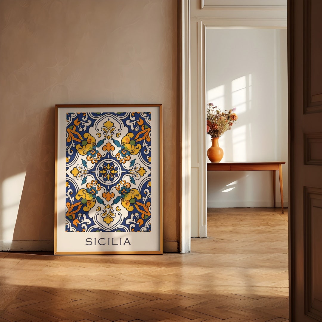 Sicilian Tile Print Sicily Wall Art Italian Ceramic Tiles Poster ...