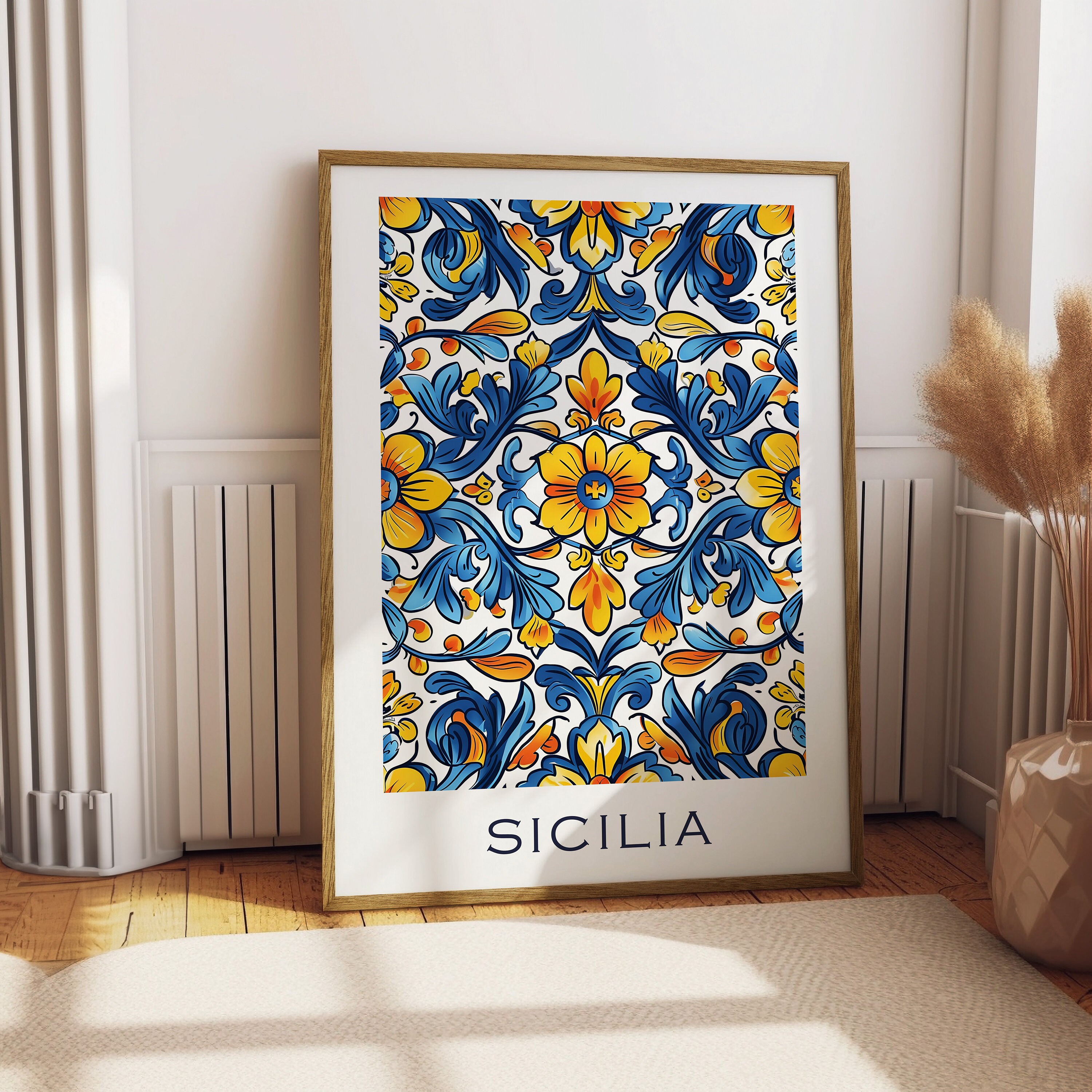 Sicilian Art Print Italian Ceramics Poster Mediterranean Tile Pattern ...
