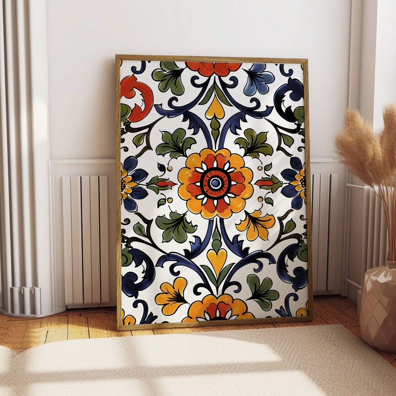 Sicilian Tile Print Mediterranean Majolica Pattern Poster Sicilia ...