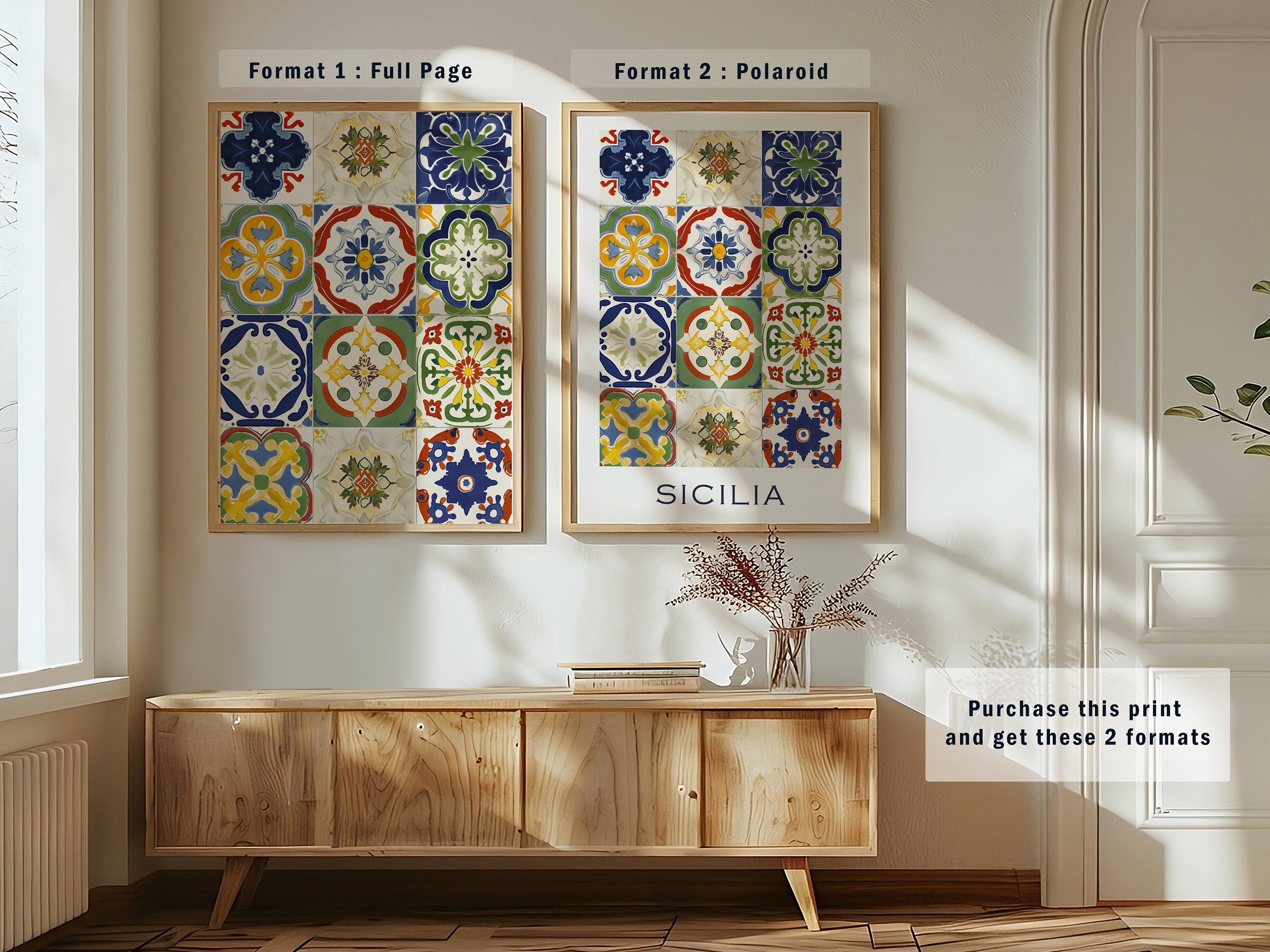 Sicilian Tile Print Vintage Majolica Pattern Poster Mediterranean ...