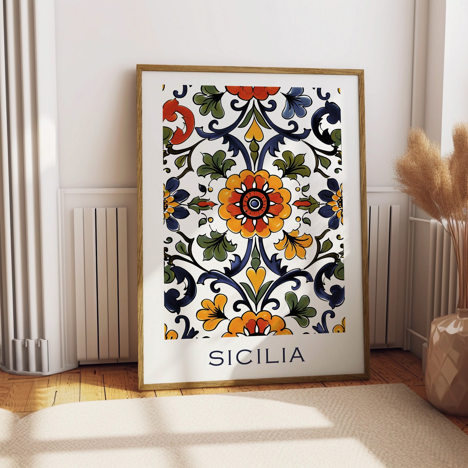 Sicilian Tile Print Mediterranean Majolica Pattern Poster Sicilia ...