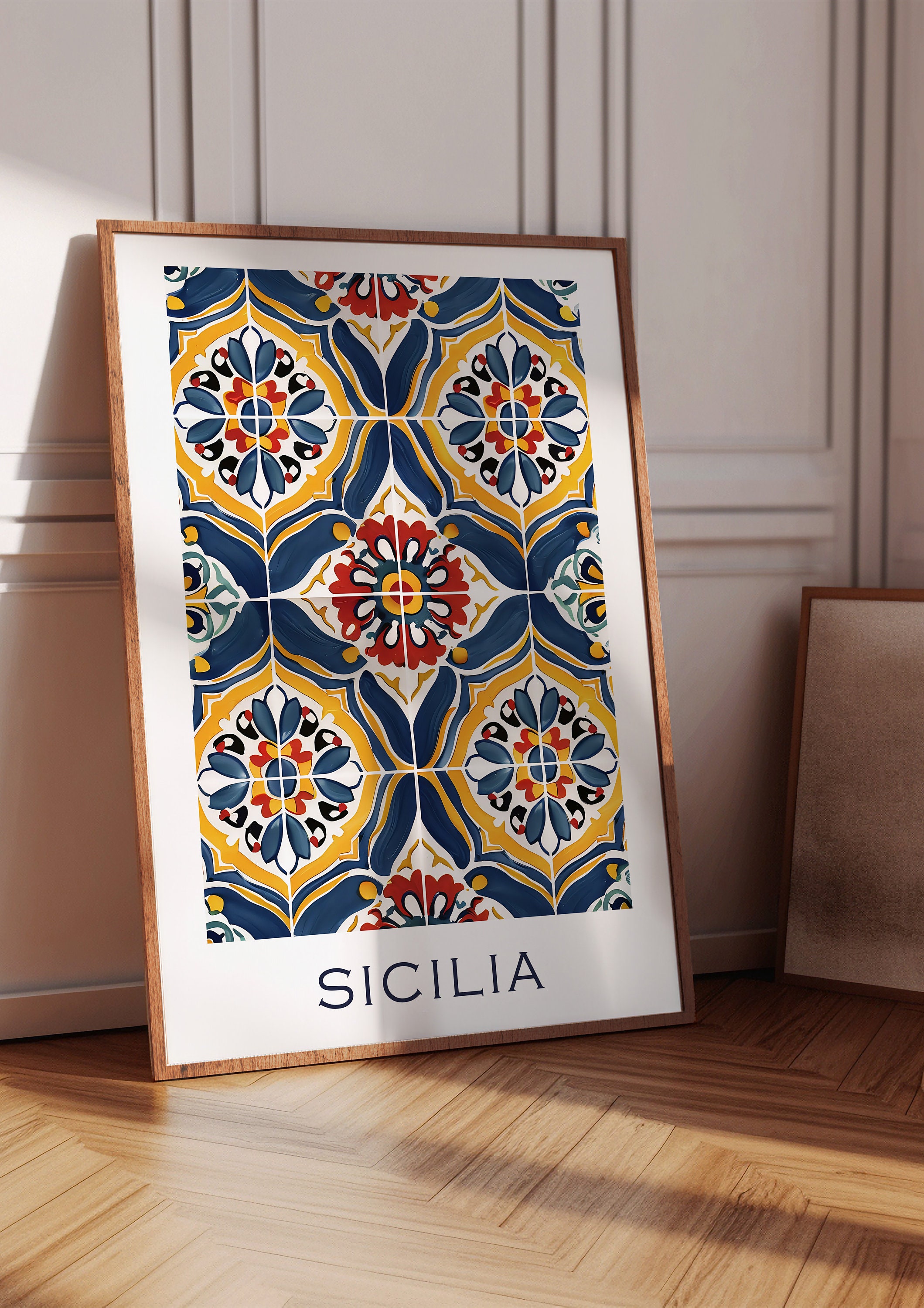 Mediterranean Tile Pattern Print Sicilian Colourful Ceramics Poster ...