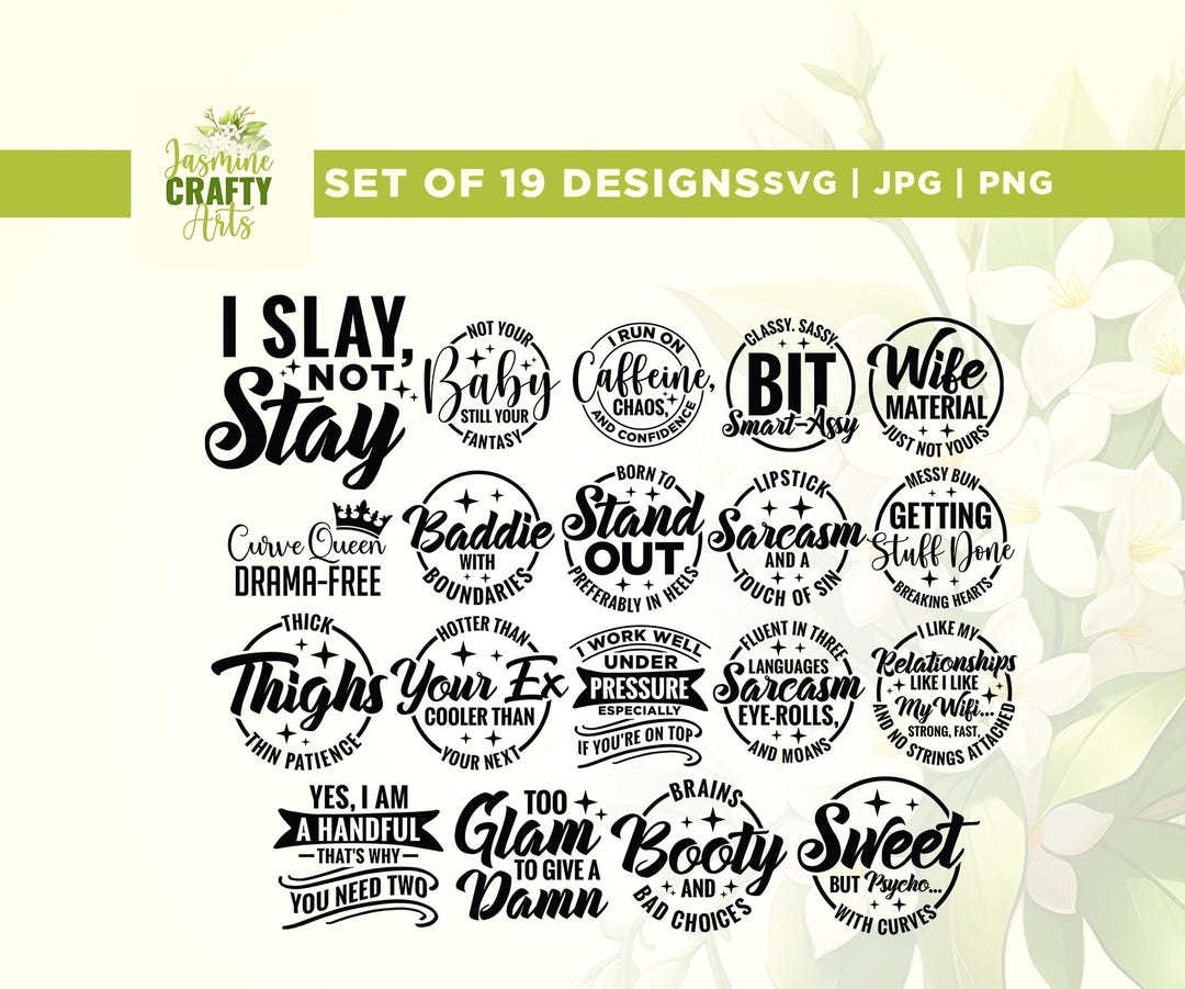 Sarcastic SVG Bundle, Funny Adult Sayings, Cricut, Silhouette (digital ...
