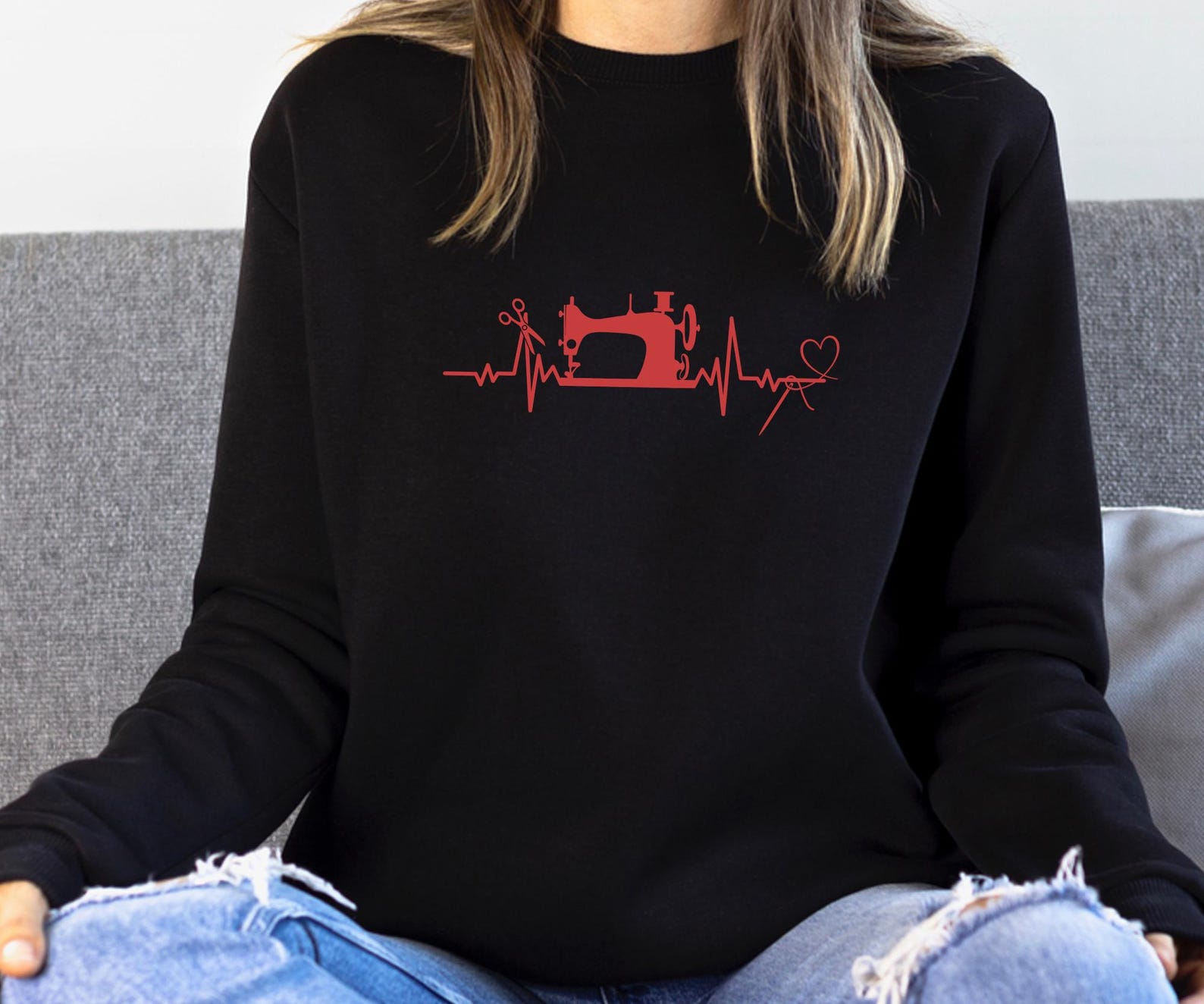 Sewing Heartbeat SVG, Seamstress Machine, Cricut, Silhouette (digital ...