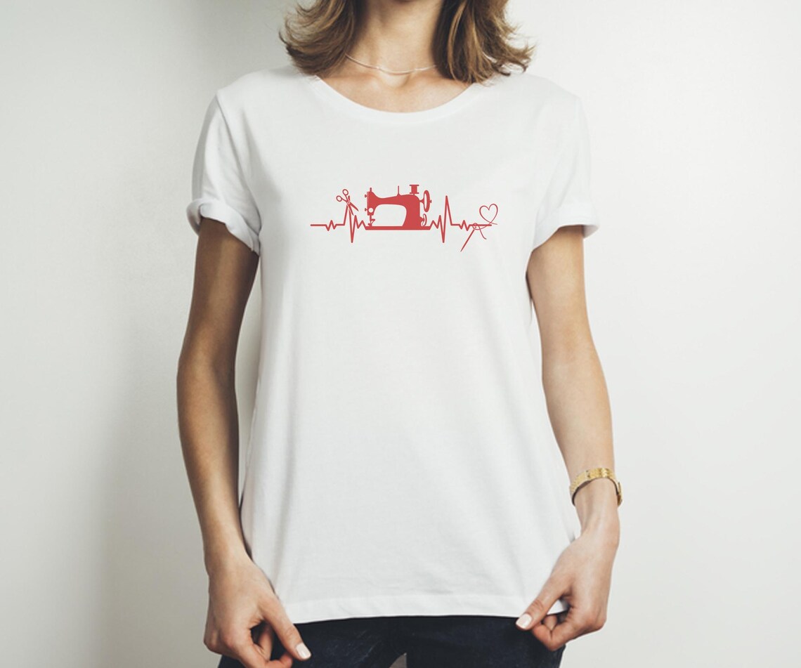 Sewing Heartbeat SVG, Seamstress Machine, Cricut, Silhouette (digital ...