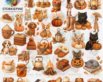 Cozy Autumn Clipart Bundle: 40 Fall Pngs for Crafts, Scrapbooking - Etsy