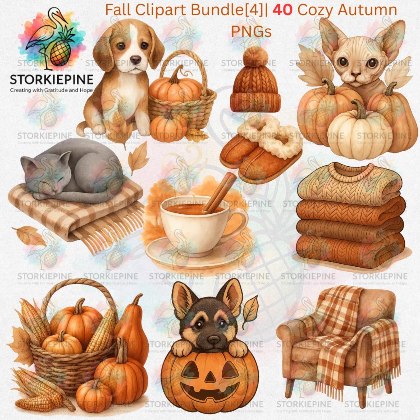 Cozy Autumn Clipart Bundle: 40 Fall Pngs for Crafts, Scrapbooking - Etsy
